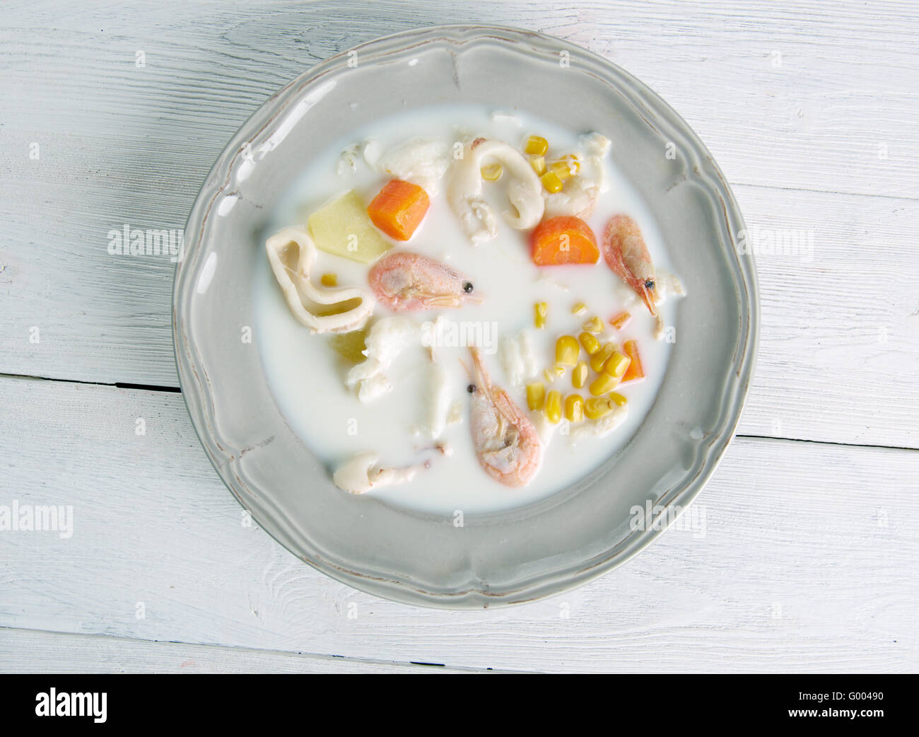 Irish fish chowder Stock Photo - Alamy