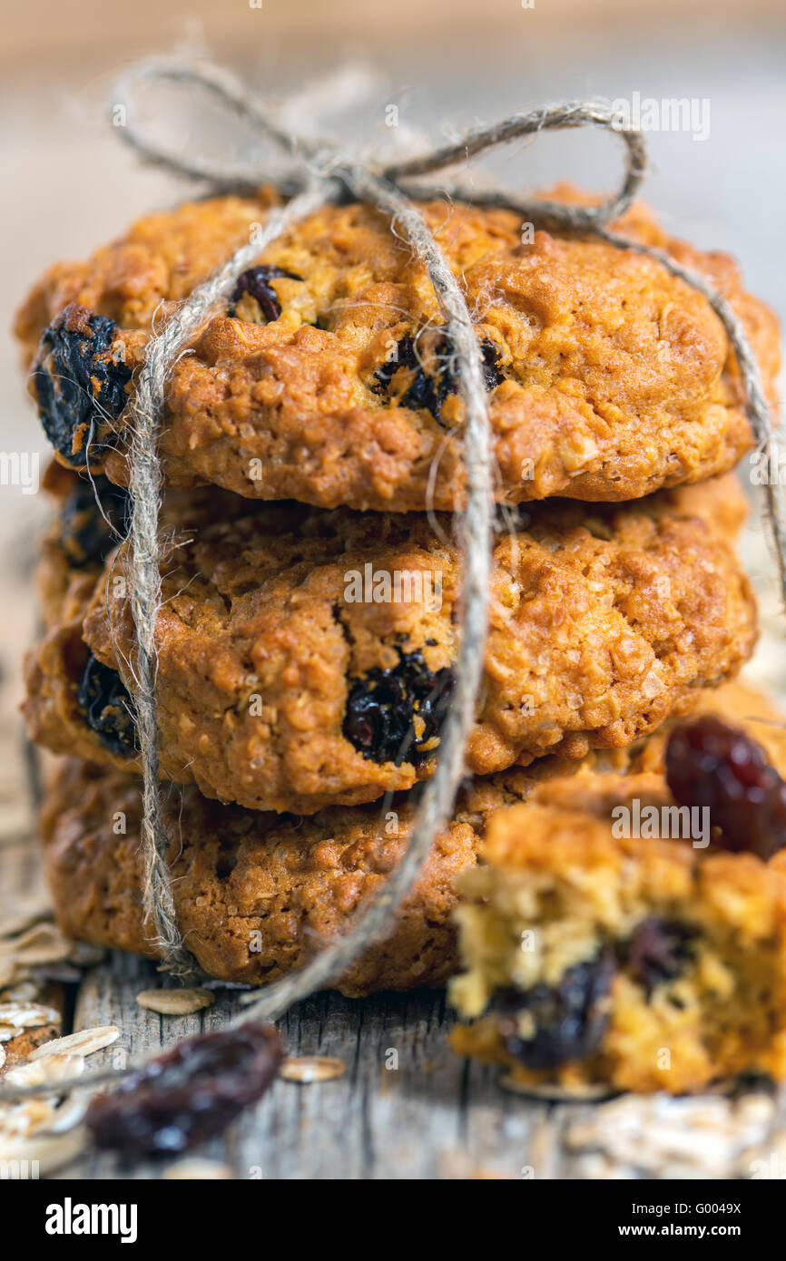 Homemade oatmeal cookies with raisins Stock Photo - Alamy