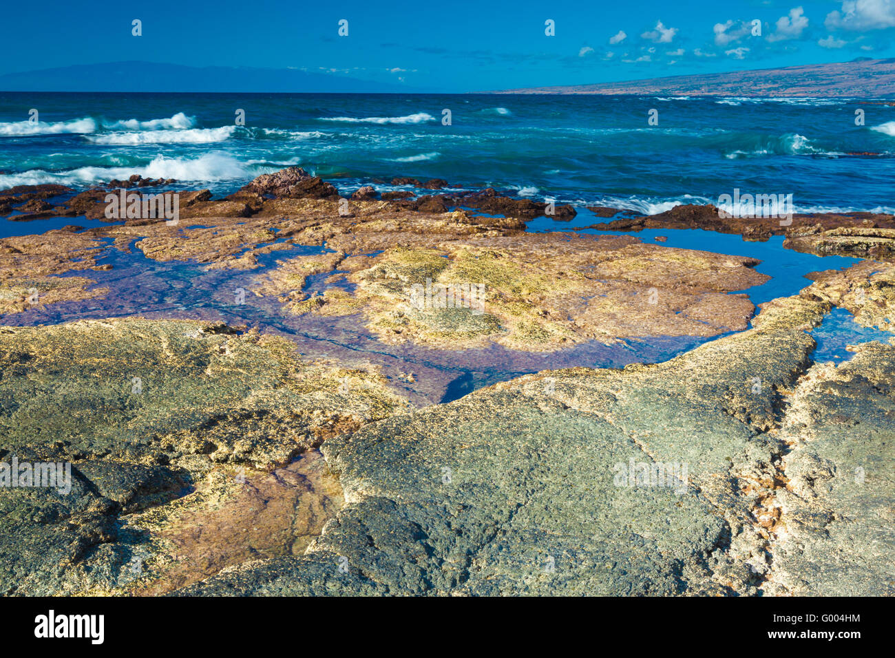 Beautiful volcanic lava beach in Hawaii Stock Photo - Alamy
