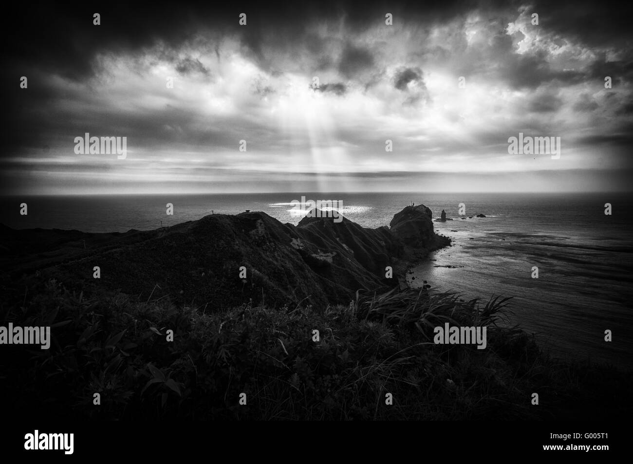 Cape Kamui in Shakotan Black and White Stock Photo - Alamy