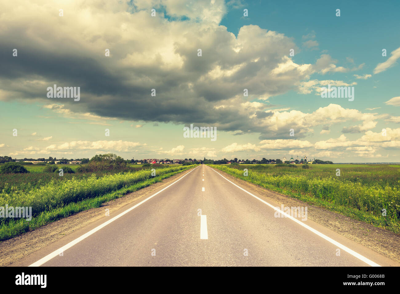 View of the new highway to the small settlement Stock Photo - Alamy