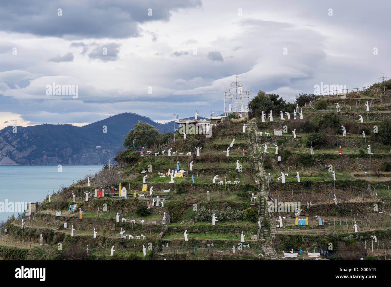 View of Manarola Nativity scene Stock Photo - Alamy