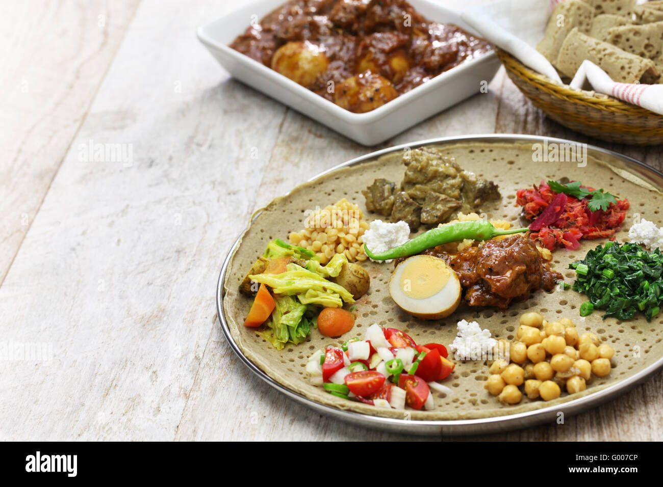 ethiopian cuisine, one plate dinner Stock Photo - Alamy