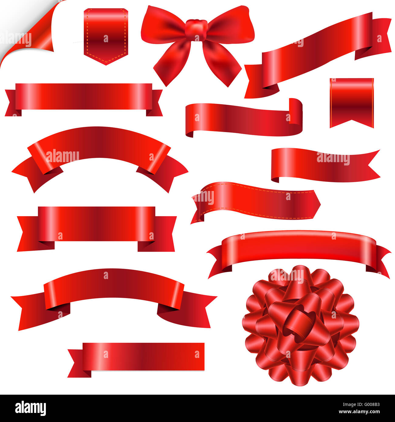 Big Red Ribbons Set Stock Photo - Alamy