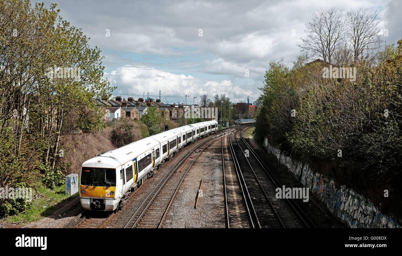 South East commuter line train on the line at Charlton South East ...