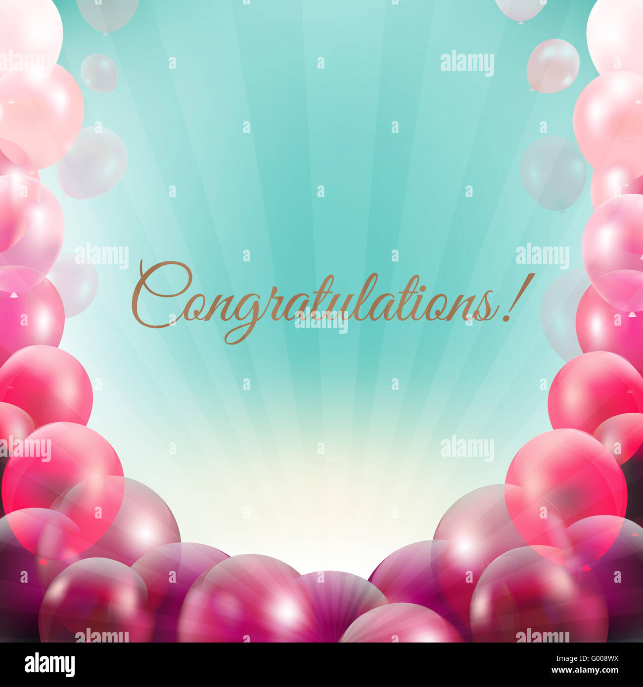 Congratulations Card With Pink Balloons Frame Stock Photo - Alamy