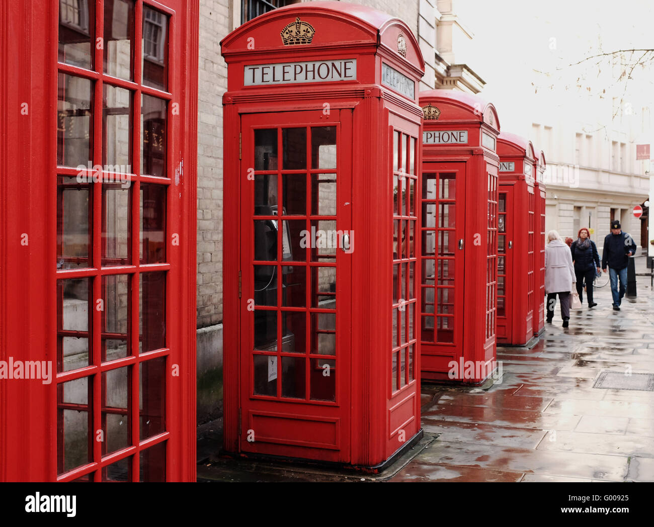 Red public telephone boxes near Covent Garden in London UK Stock Photo ...
