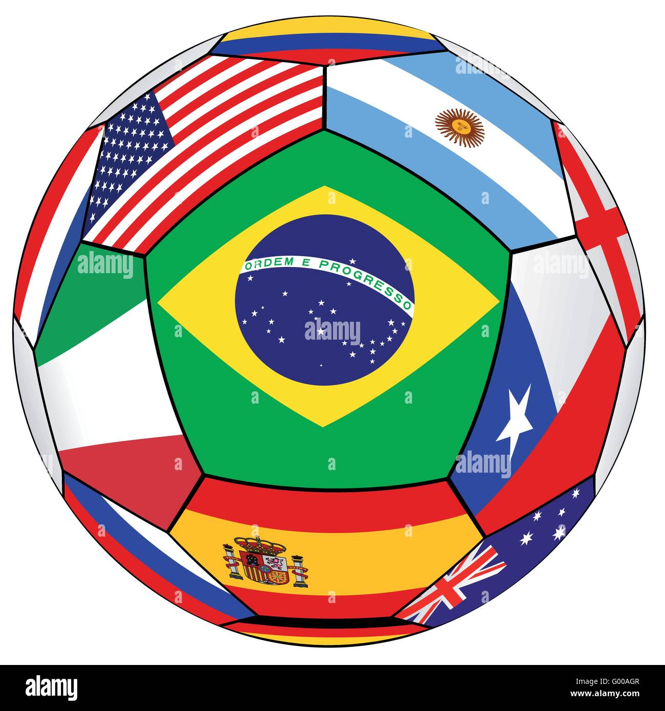 Football ball - soccer - with flags isolated on white background Stock ...