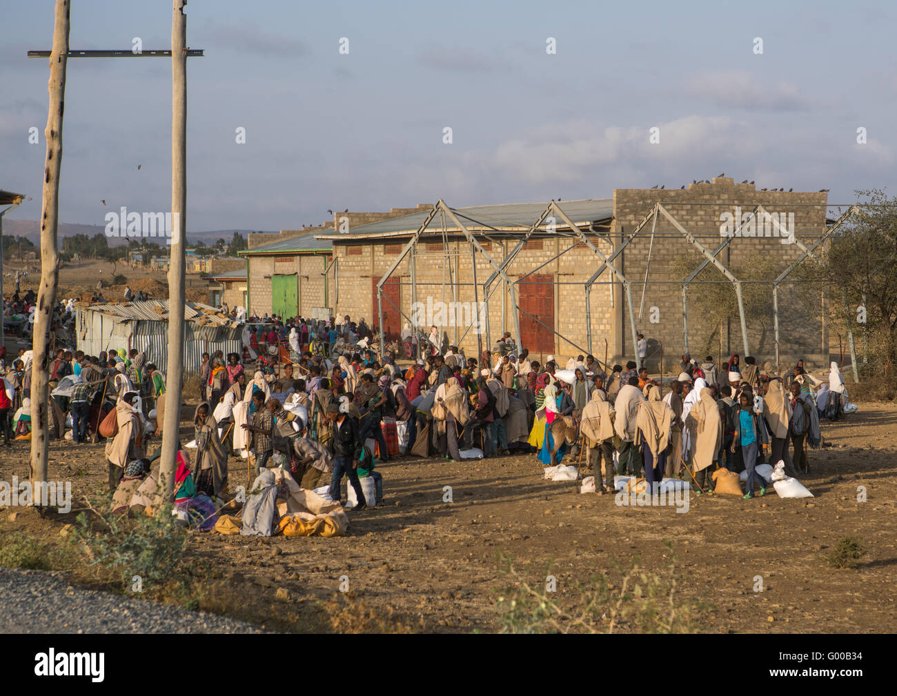 Ethiopia, Semien Wollo Zone, Woldia, ethiopian people wait at a food ...