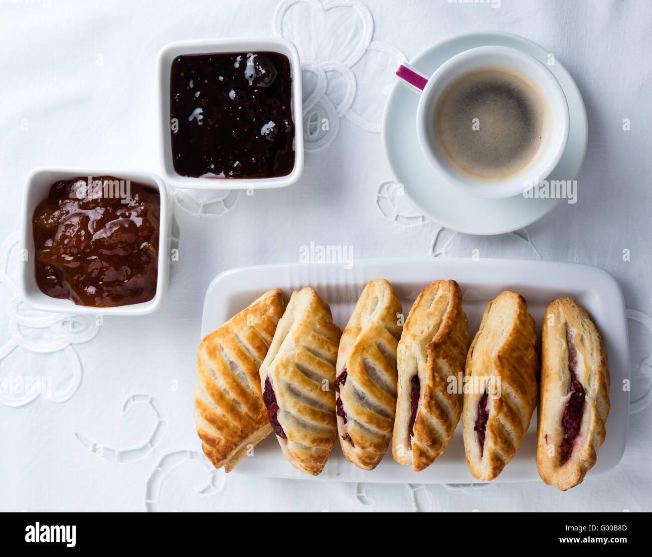puff pastry with jam on plate Stock Photo - Alamy