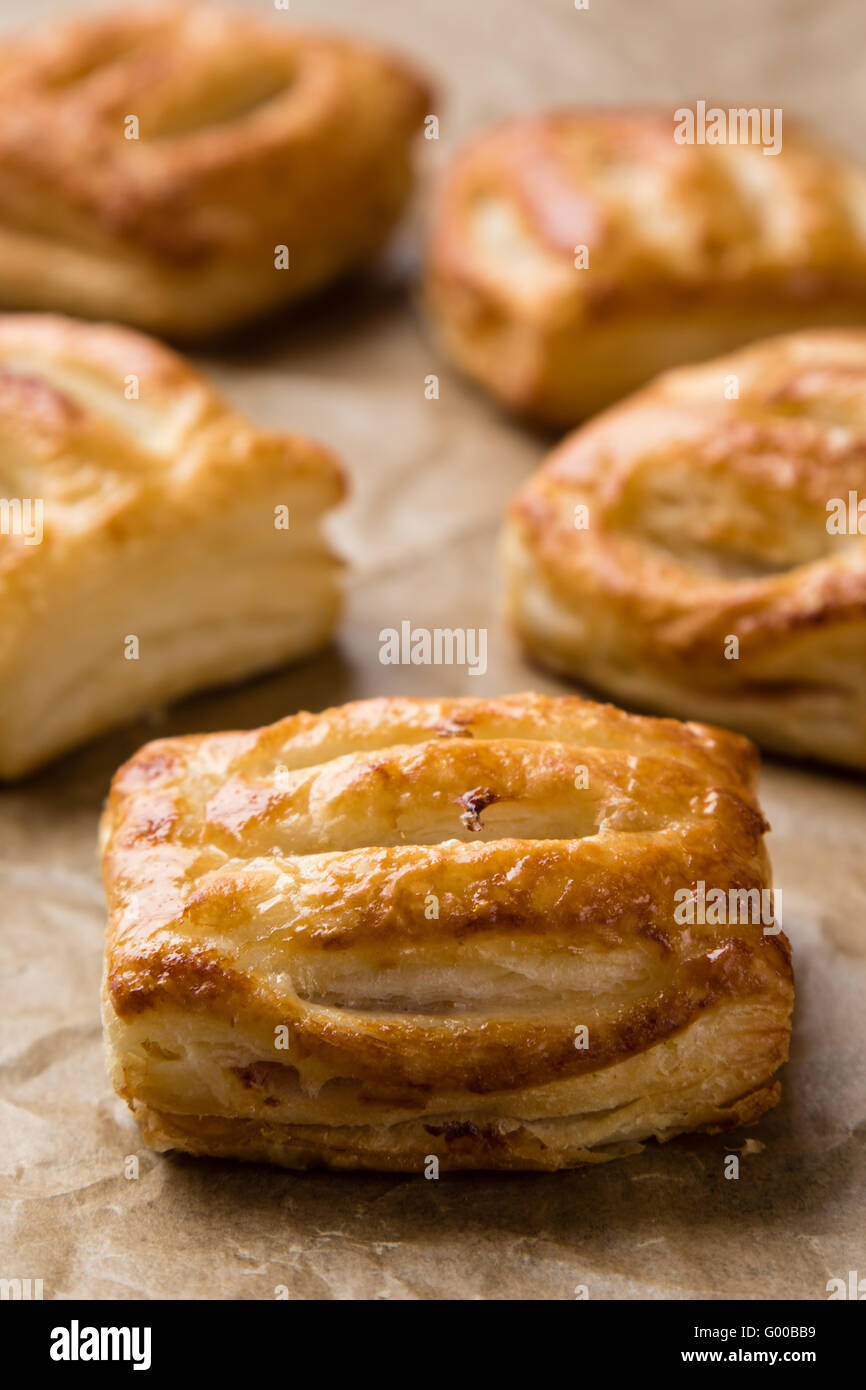 sweet puff pastry on paper Stock Photo - Alamy