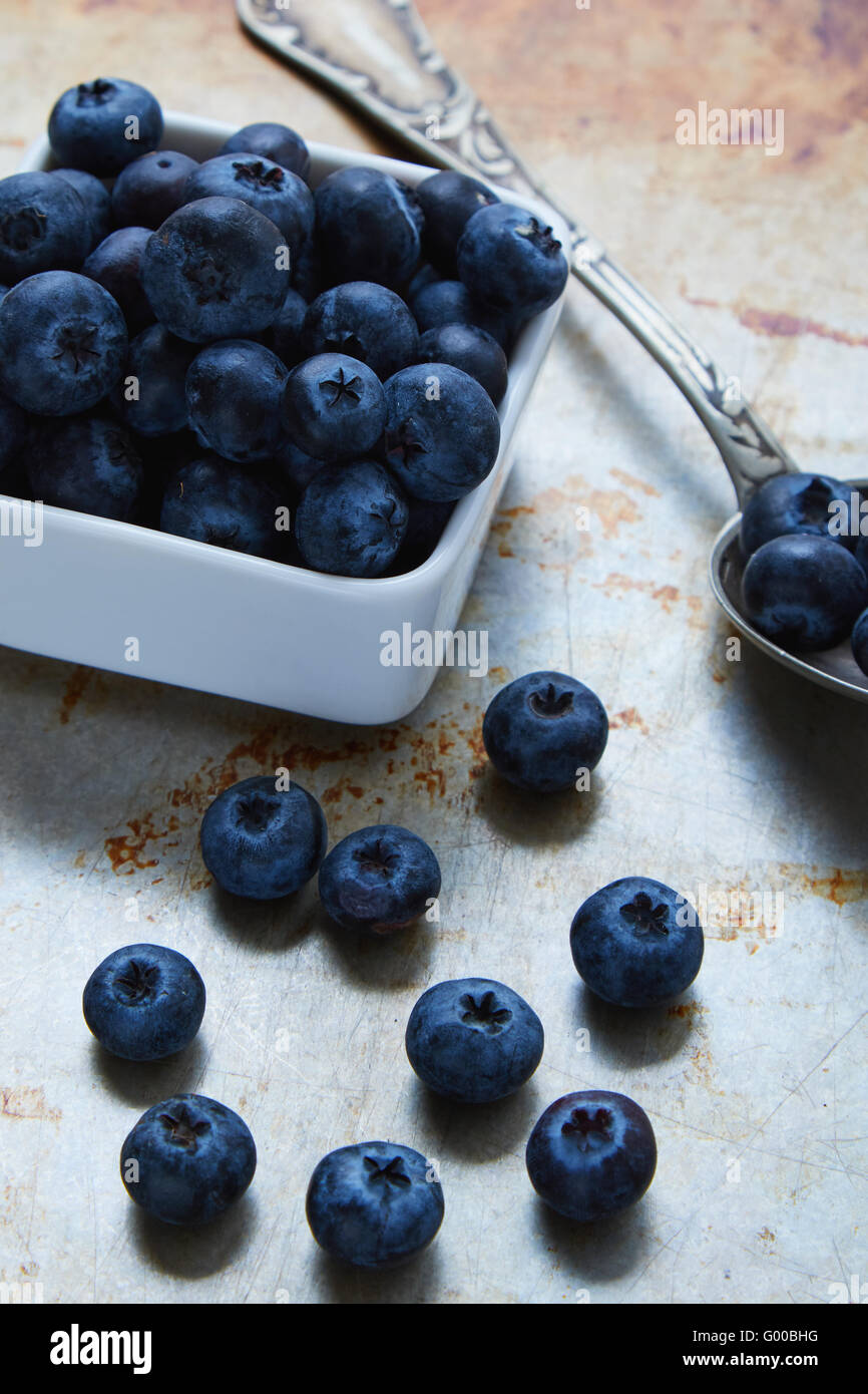 blueberries on steel plate Stock Photo - Alamy