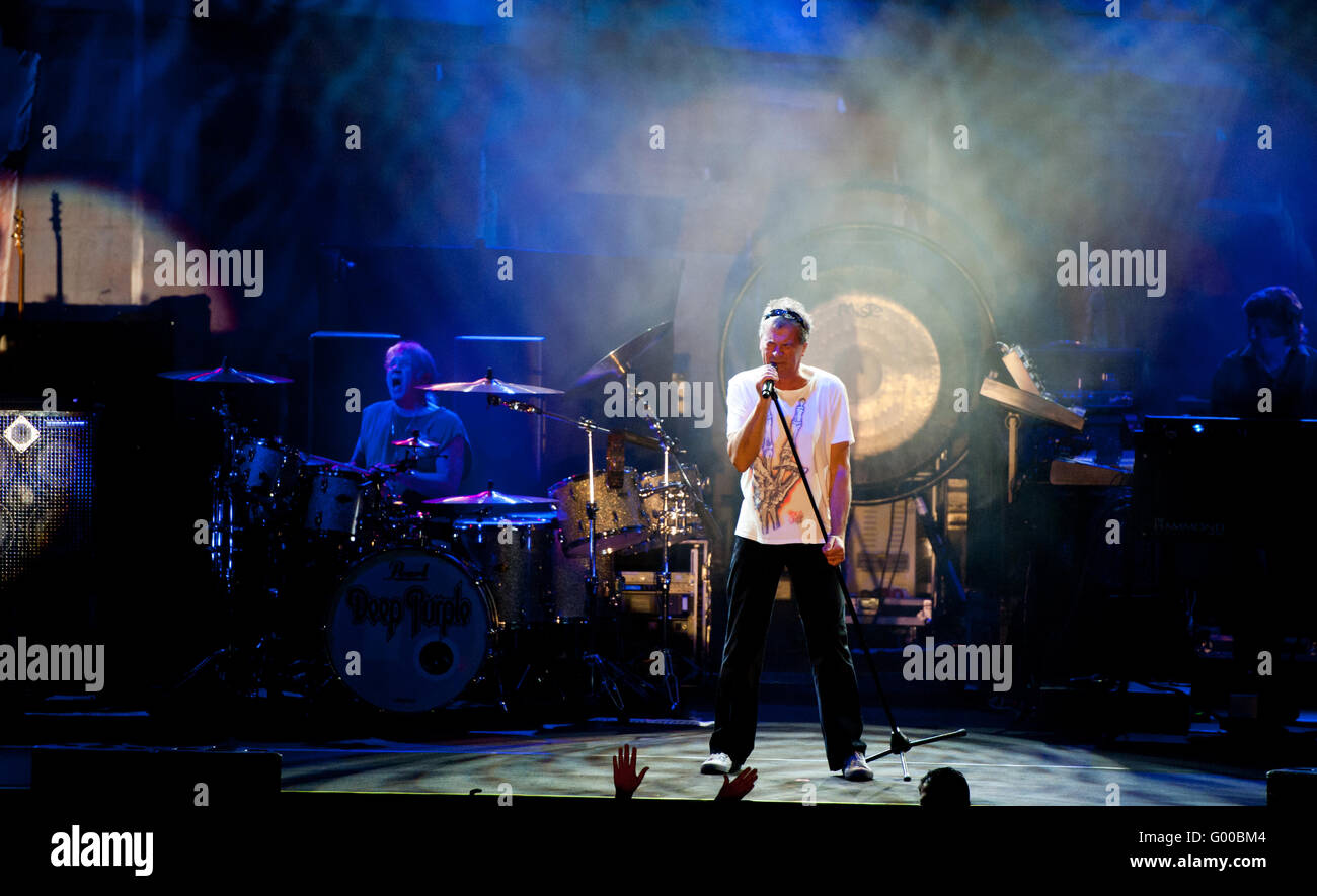 Deep Purple famous rock band on the stage performing a live rock ...