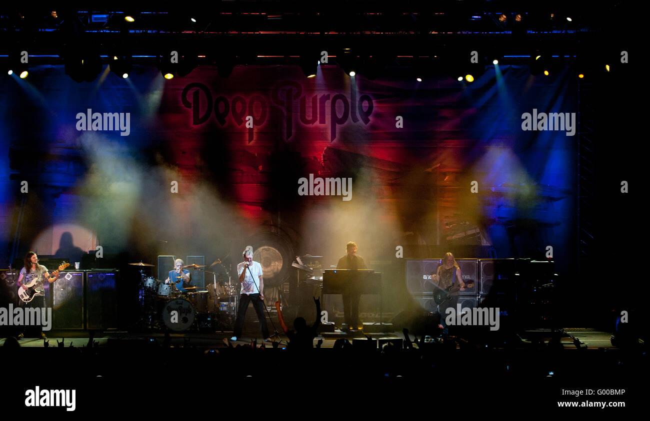 Deep Purple famous rock band on the stage performing a live rock ...