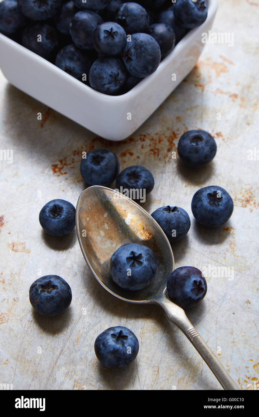 blueberries on steel plate Stock Photo - Alamy