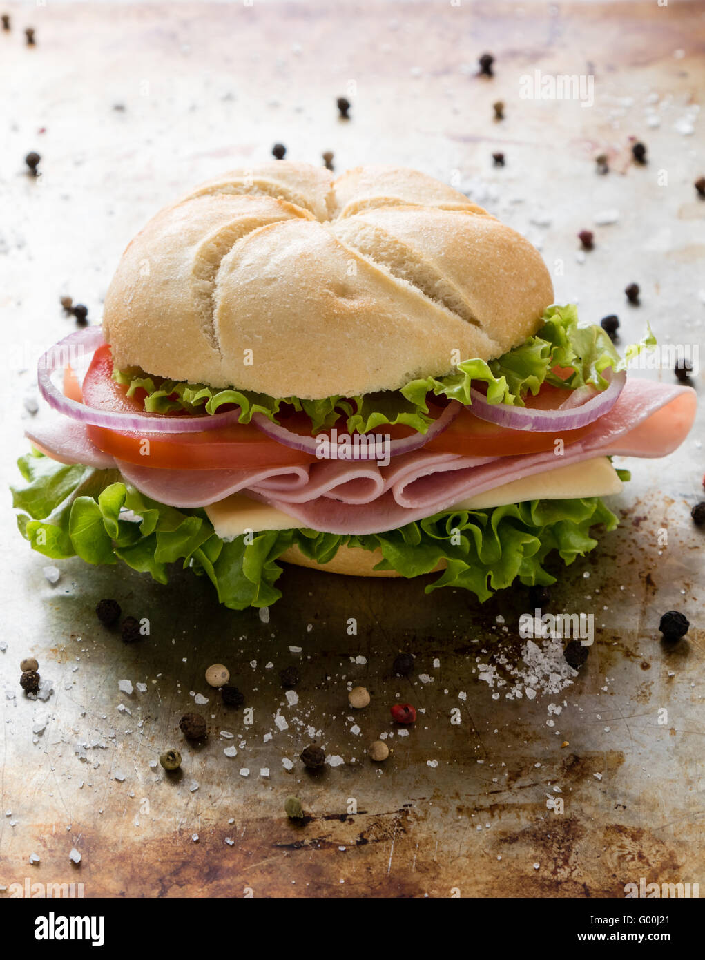 ham sandwich on steel plate Stock Photo - Alamy