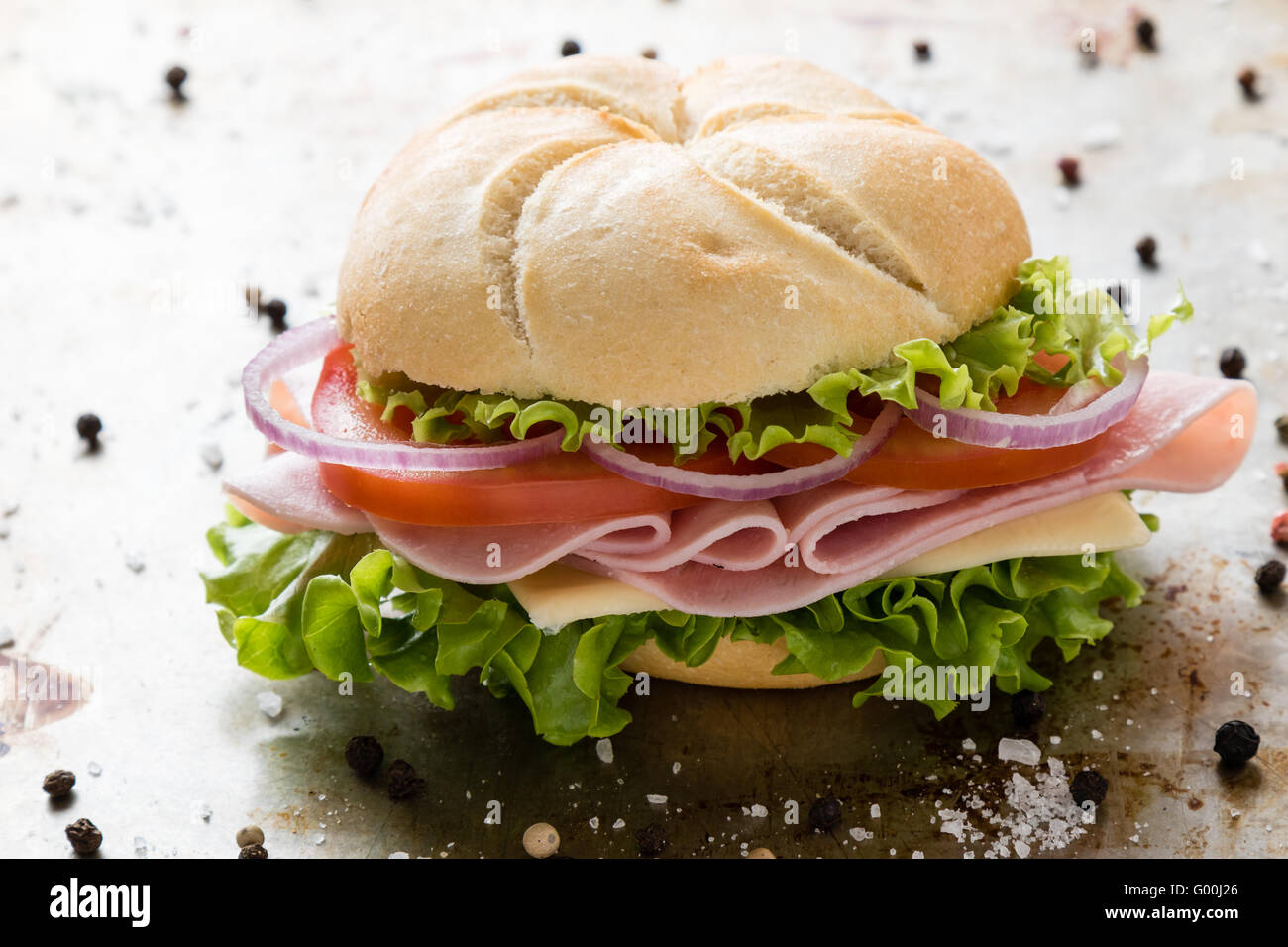 ham sandwich on steel plate Stock Photo - Alamy