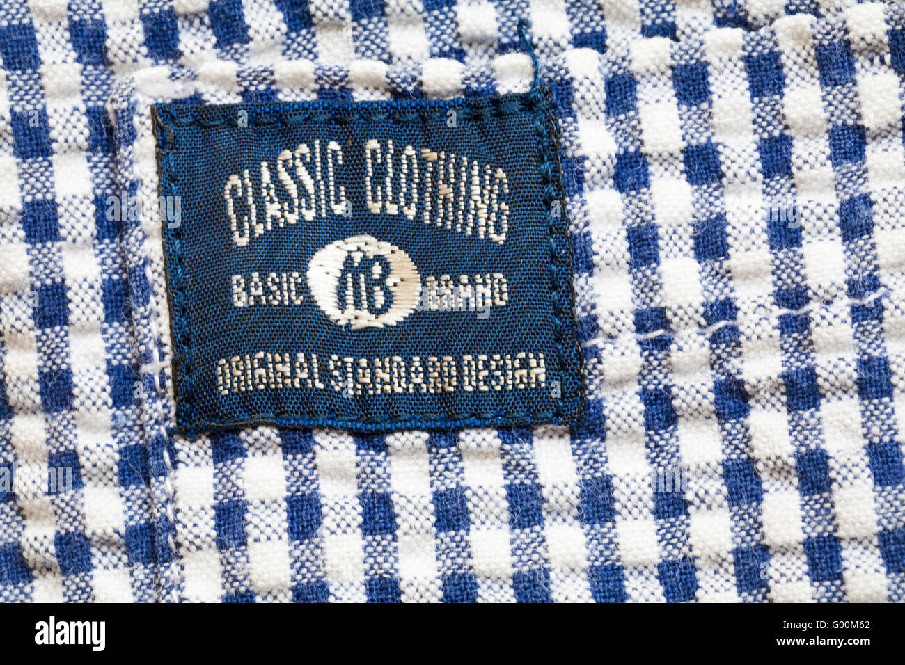 label on boys blue check shirt pocket - classic clothing basic brand ...