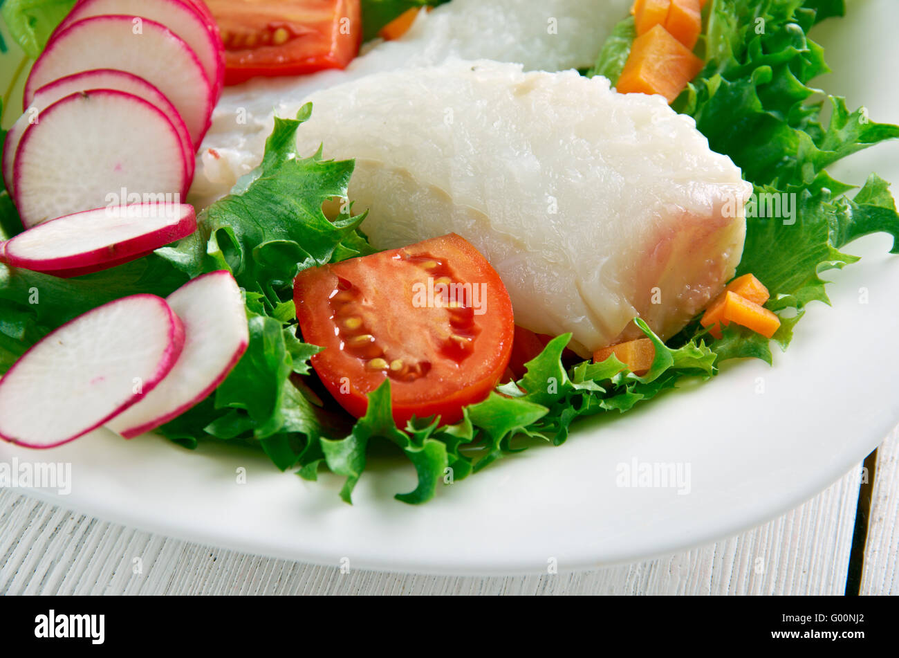 Seared cod salad Stock Photo - Alamy