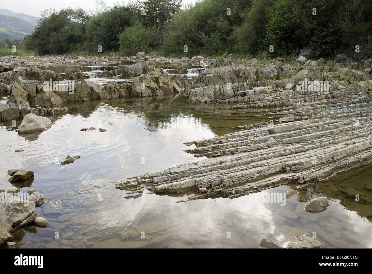 small mountain river flowing over rocks Stock Photo - Alamy