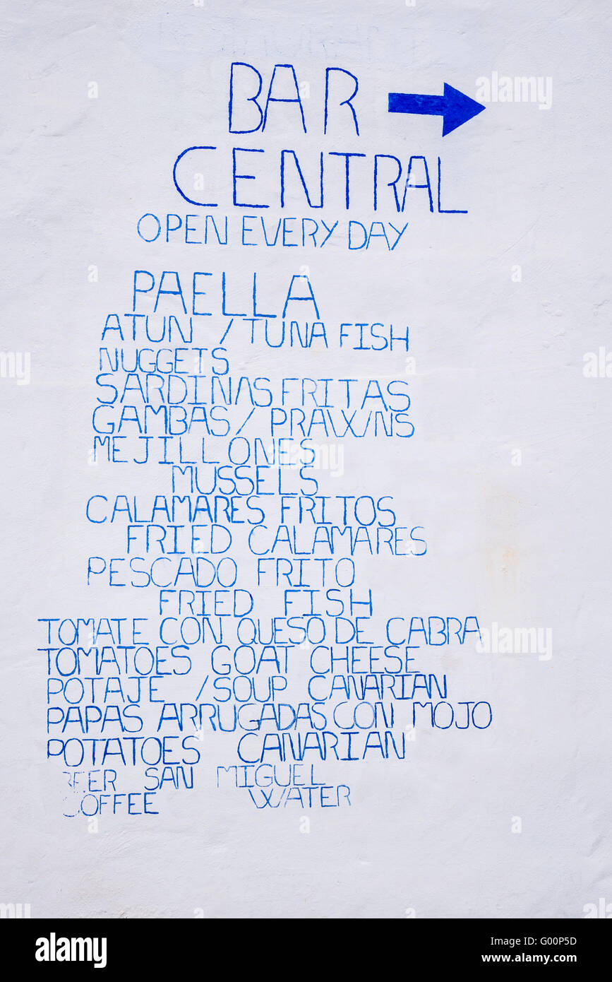 Tapas menu board hi-res stock photography and images - Alamy