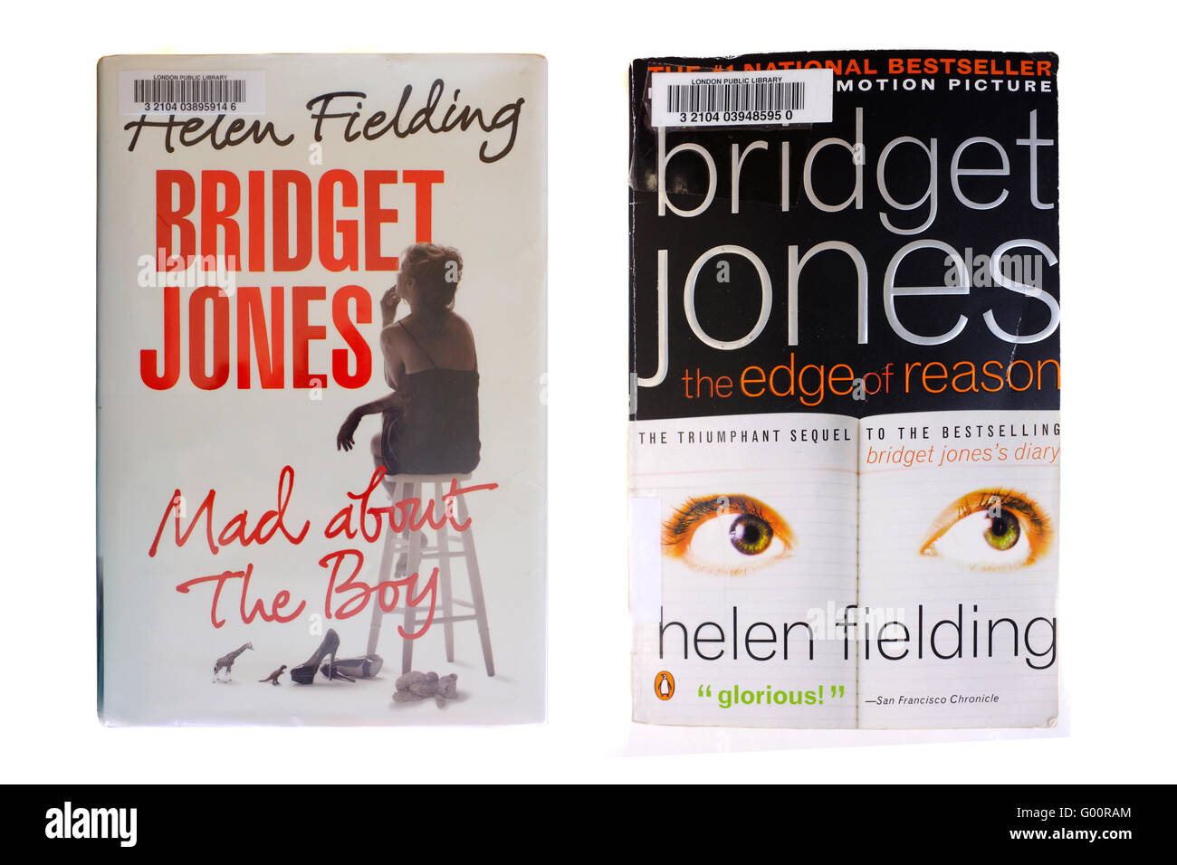 Bridget Jones books by Helen Fielding photographed against a white ...