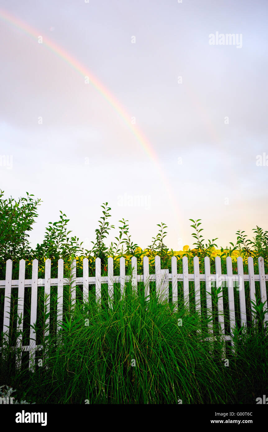 Rainbow over my garden Stock Photo - Alamy