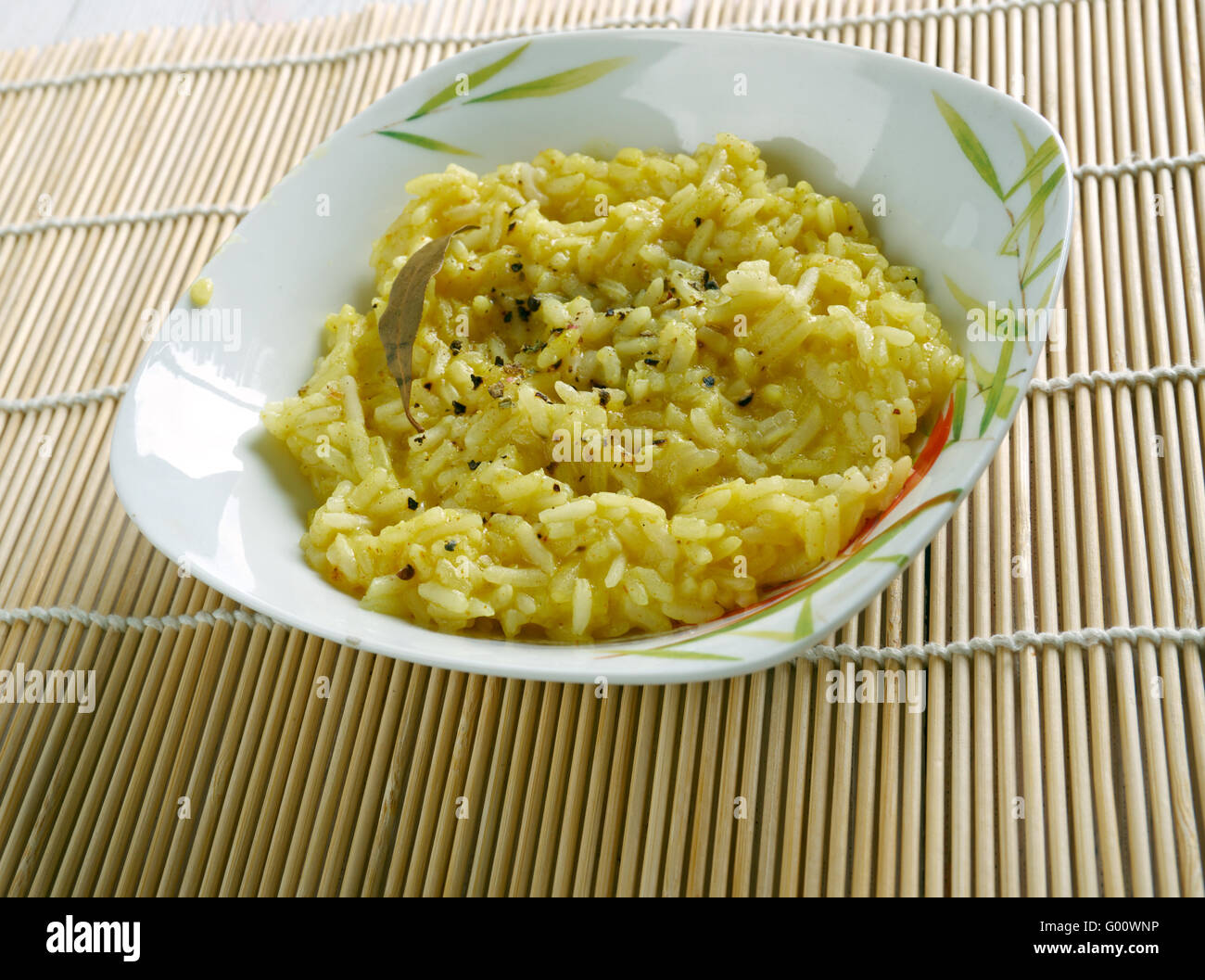 Puliyogare tamarind rice. South Indian rice preparation typically eaten ...