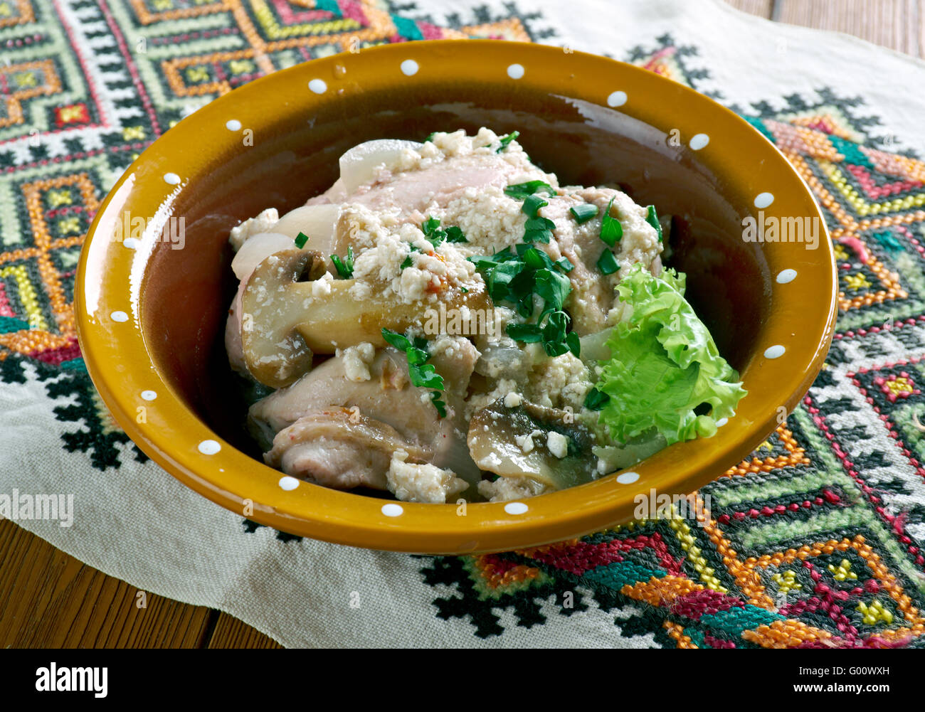 guruli - Georgian dish. chicken on Guria Stock Photo - Alamy