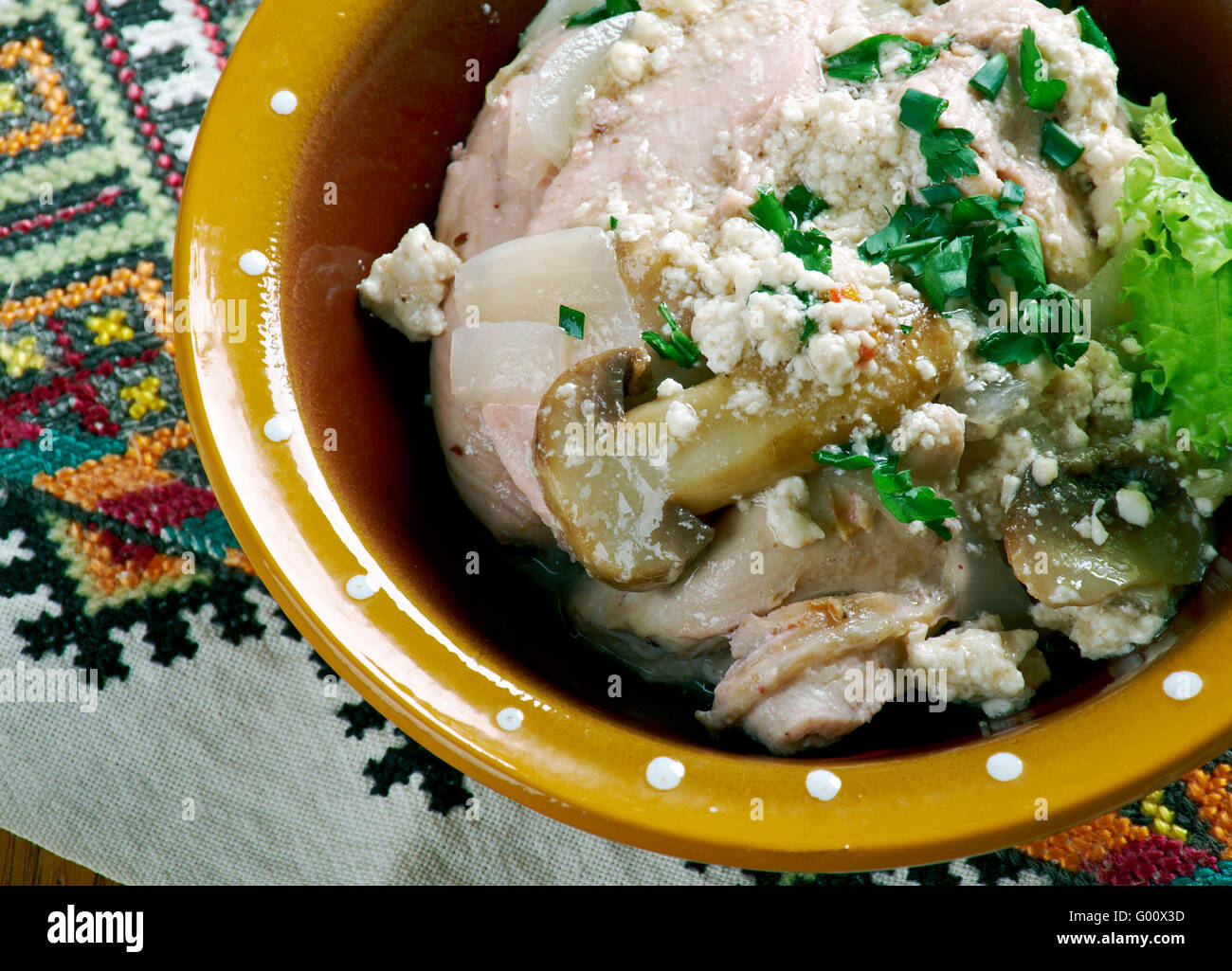 guruli - Georgian dish. chicken on Guria Stock Photo - Alamy