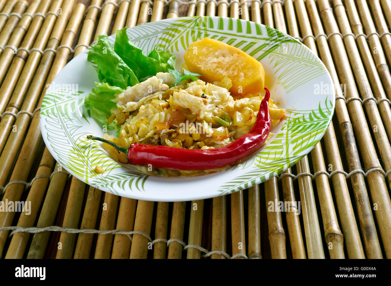 Ackee and saltfish. traditional Jamaican dish.Jamaican cuisine Stock ...