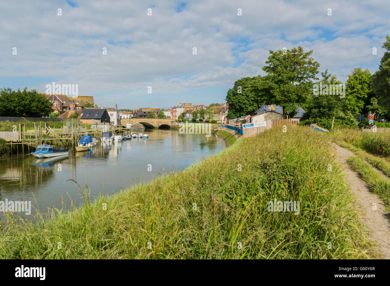 Looking along the River Arun at Arundel West Sussex England Stock Photo ...