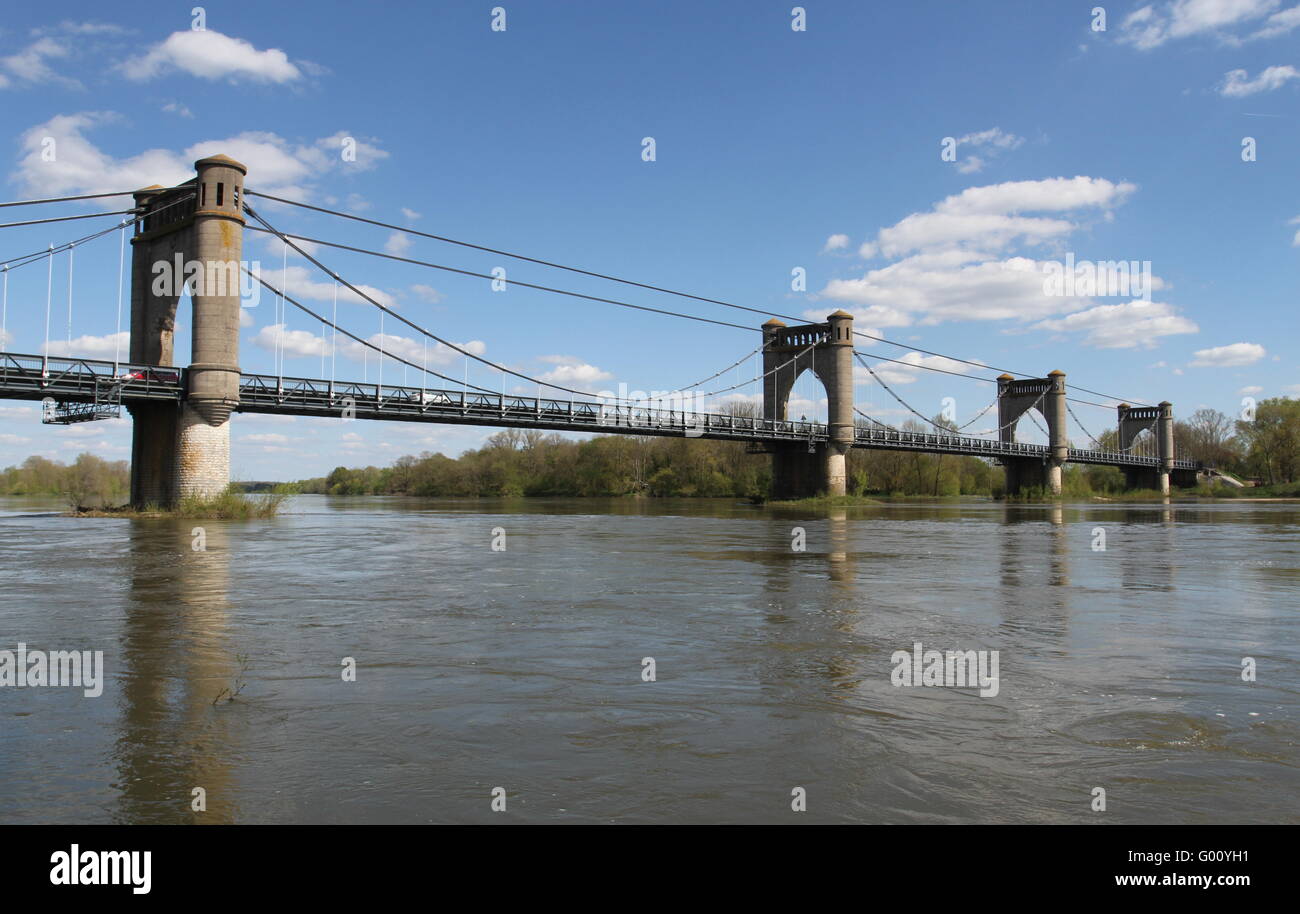 Langeais bridge across River Loire Langeais France April 2016 Stock ...