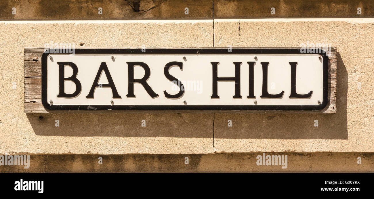 Bars Hill - street / road name Stock Photo - Alamy