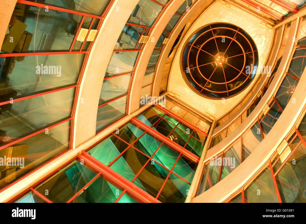 View from below of interior futuristic glass building Stock Photo - Alamy