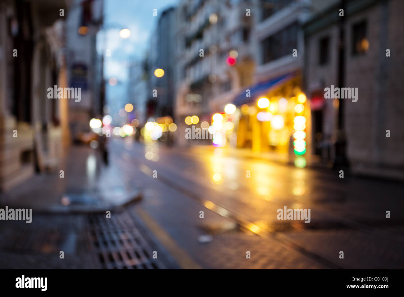 Night street with lights shot Stock Photo - Alamy