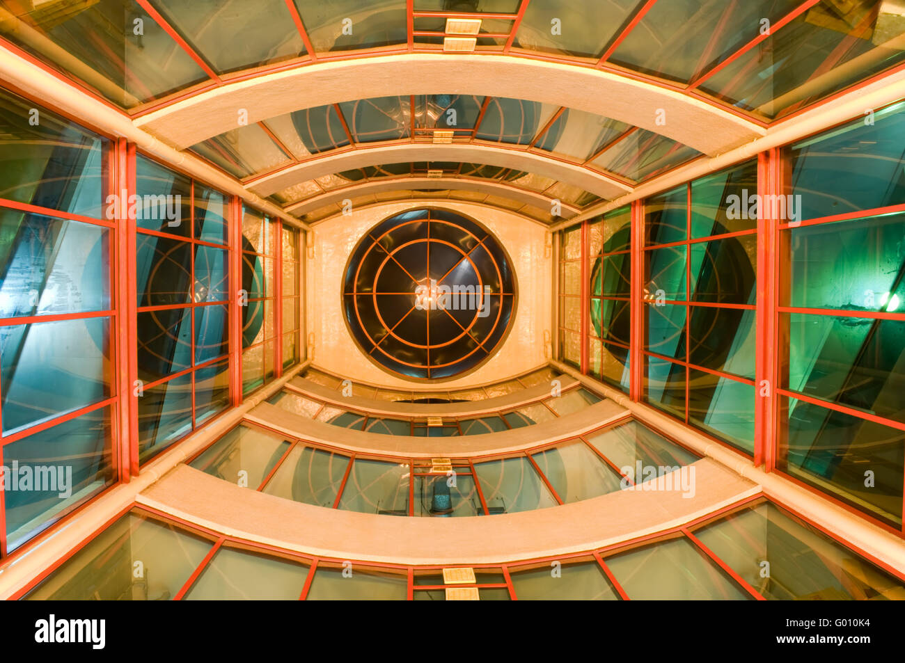 View from below of interior futuristic glass building Stock Photo - Alamy