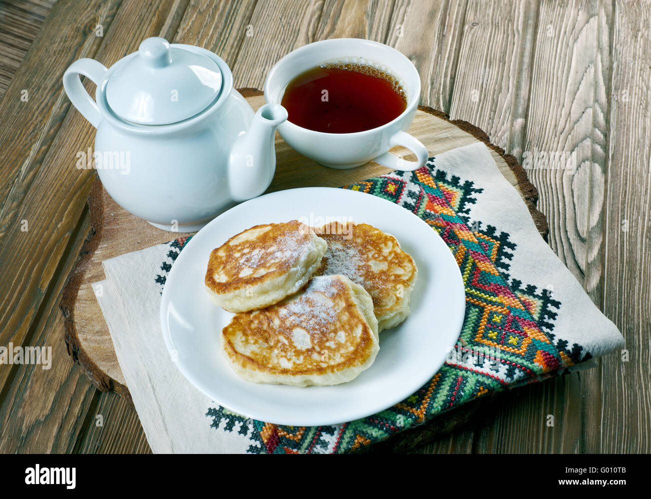 The traditional Russian breakfast - homemade Cottage cheese pancakes ...