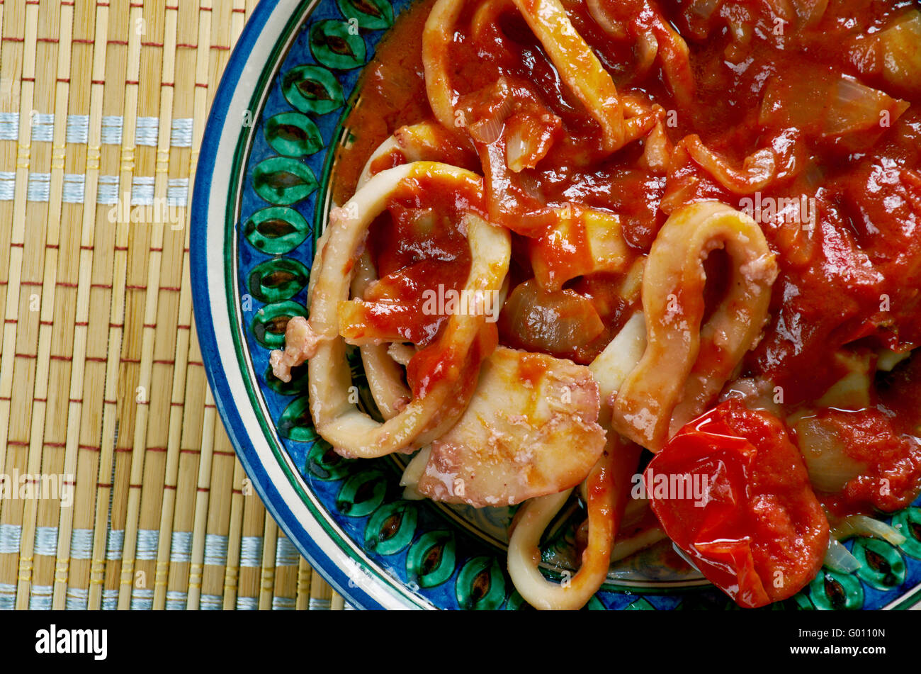 Egypt fried squid Tajin.dish in Mediterranean cuisine Stock Photo - Alamy