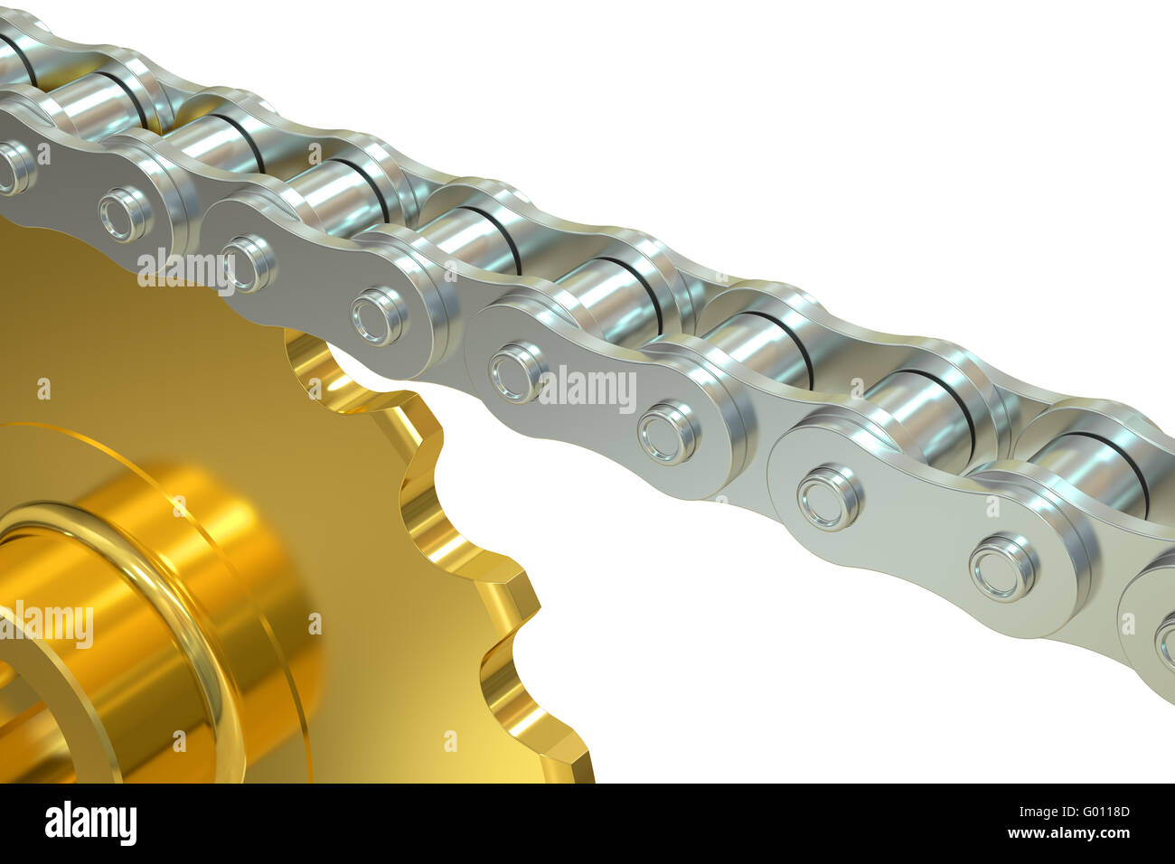Bicycle Chain with gear, 3D rendering isolated on white background ...
