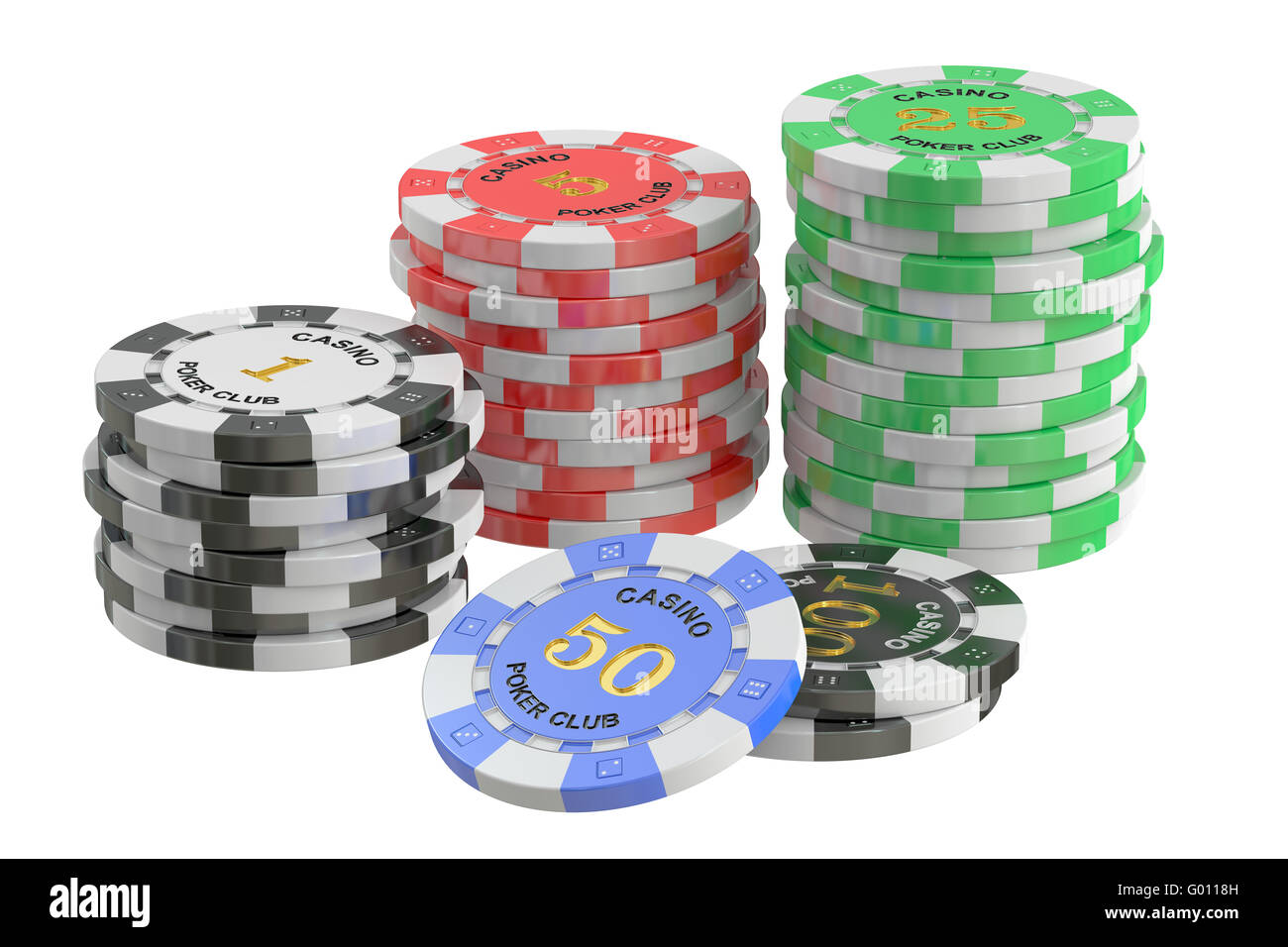 Casino Tokens stack, 3D rendering isolated on white background Stock ...