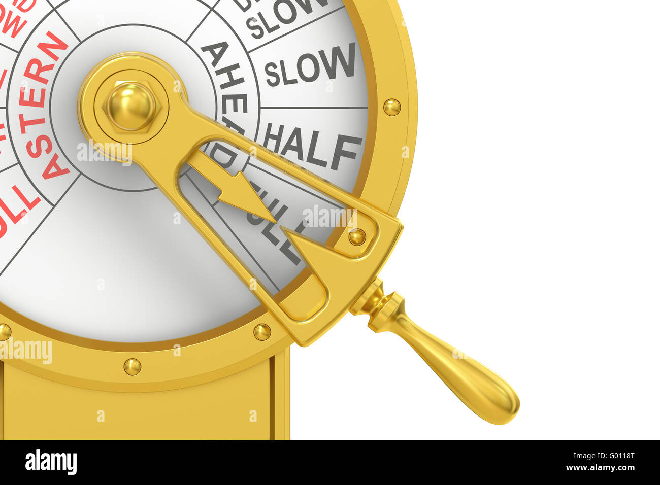 Engine order telegraph closeup, Full Ahead concept. 3D rendering Stock ...