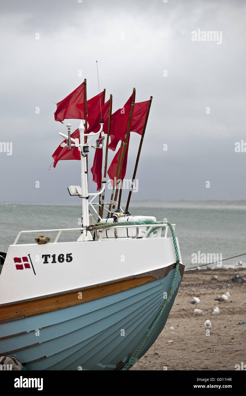 danish fishing boat on the beach Stock Photo - Alamy