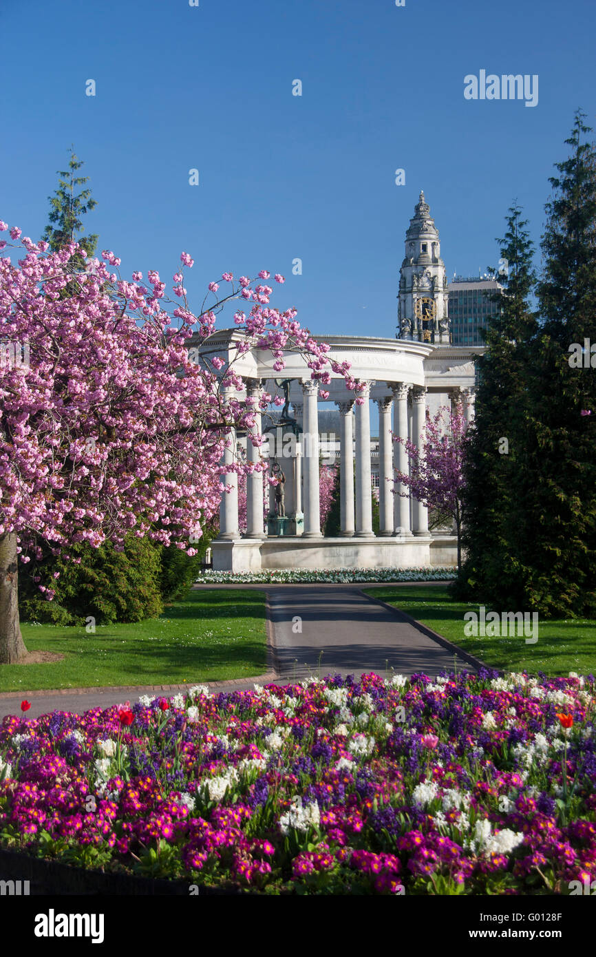 Alexandra Gardens War Memorial and City Hall clock tower Cathays Park ...