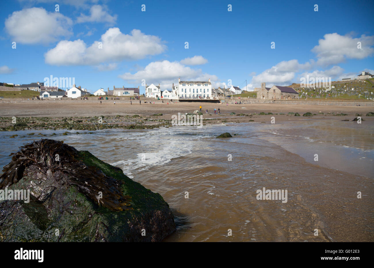 The view towards Aberdaron village (showing pub & church) taken from ...
