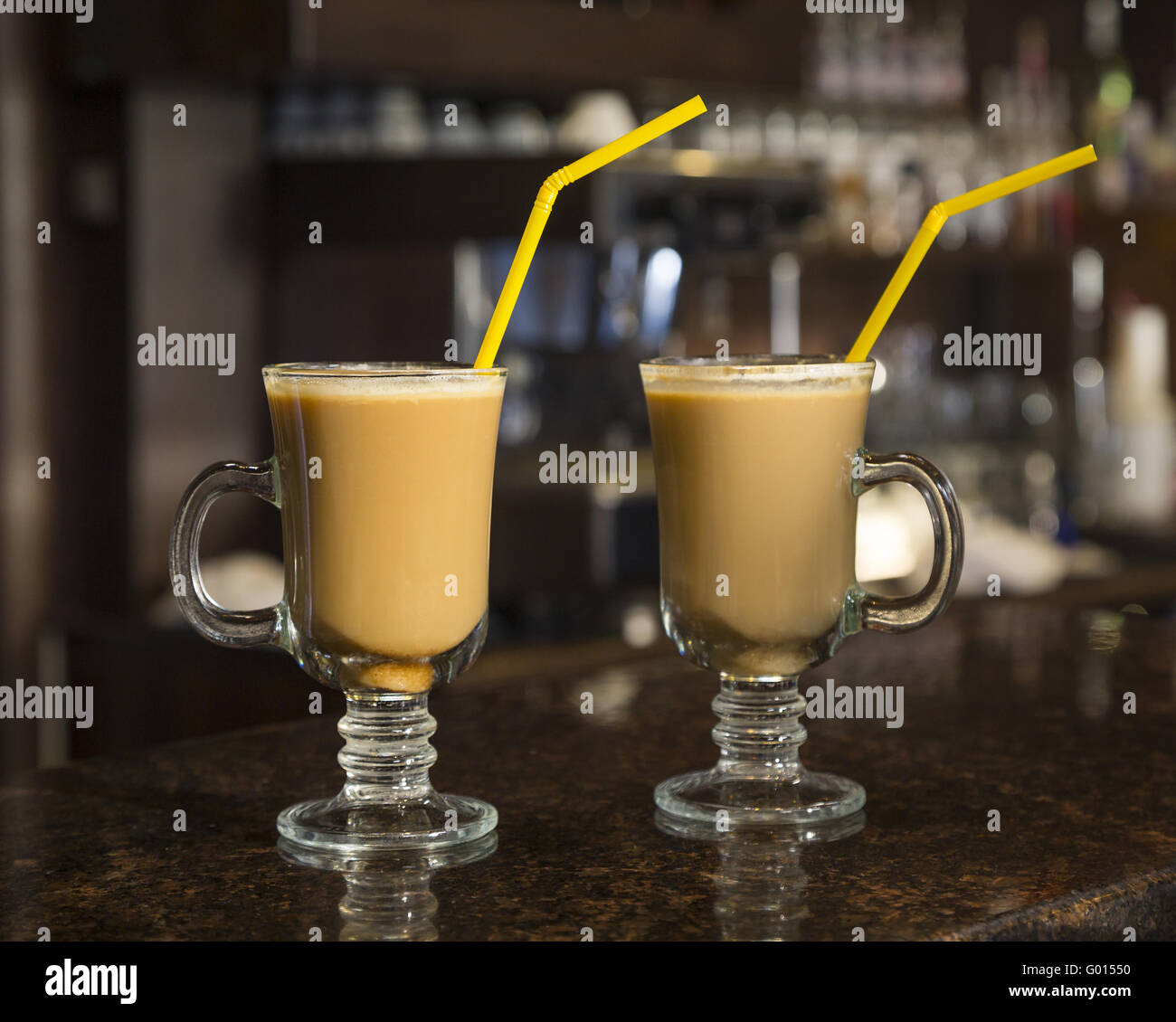 two cups of coffee, bar Stock Photo - Alamy