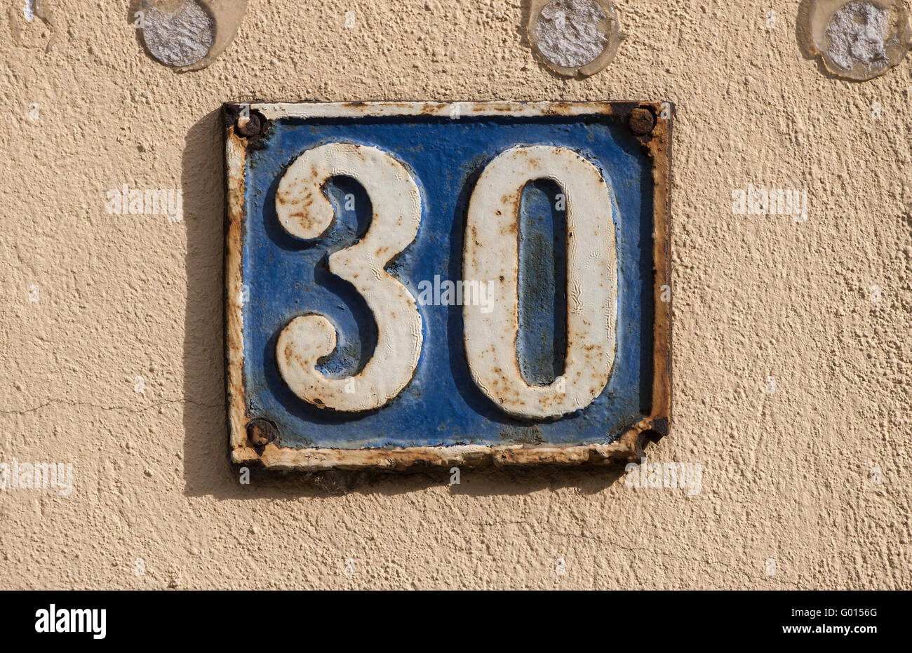 Blue enamel house number hi-res stock photography and images - Alamy