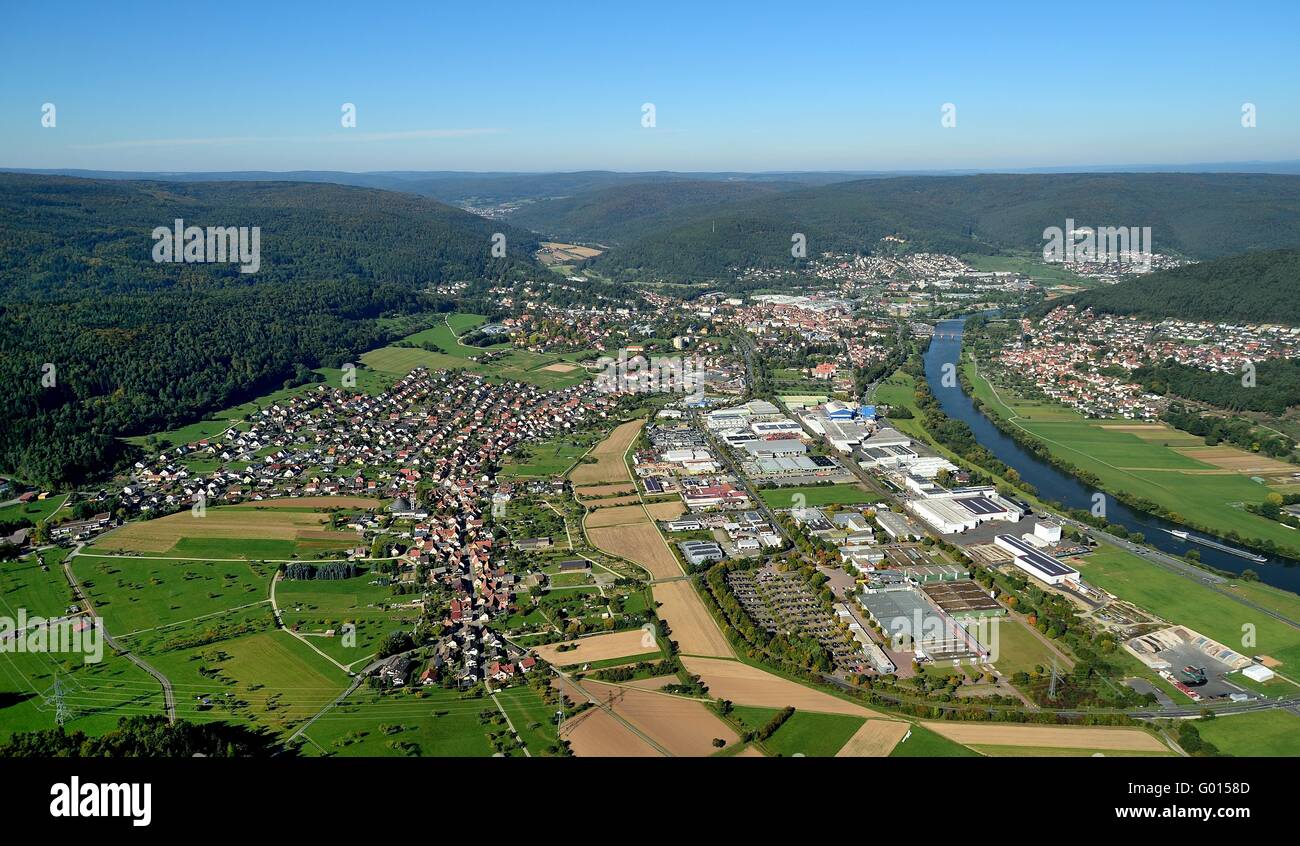 Aerial view of Lohr am Main Stock Photo - Alamy