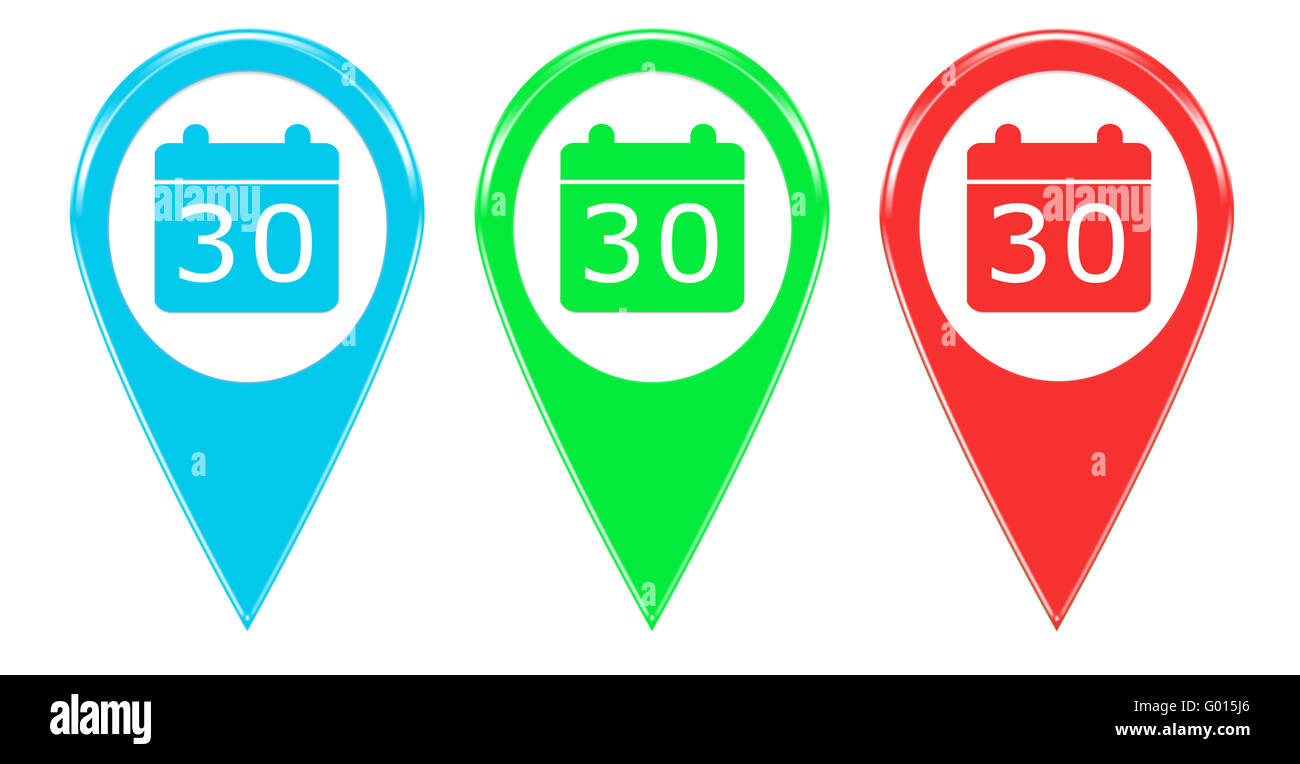 Set of icons or colored markers with calendar symbol Stock Photo - Alamy