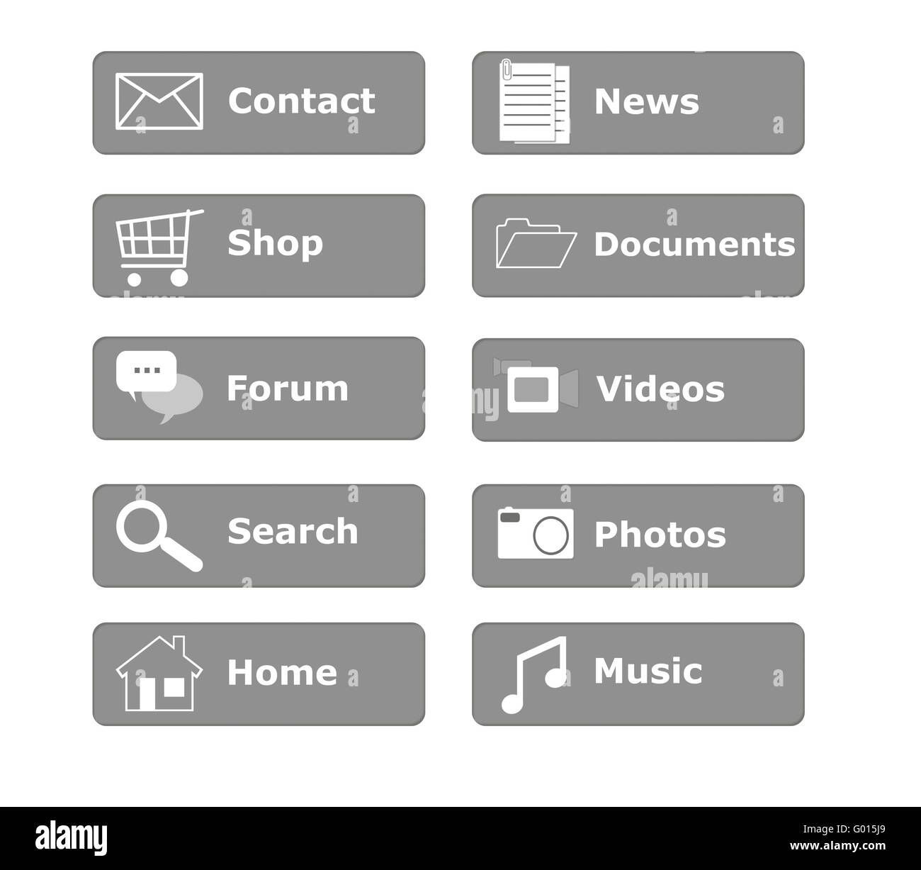 Set of buttons for Web page menu in gray color Stock Photo - Alamy